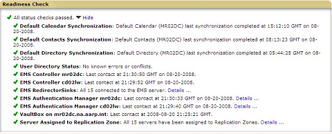 EMS - Administration console - Readiness Check Interface Explained ...