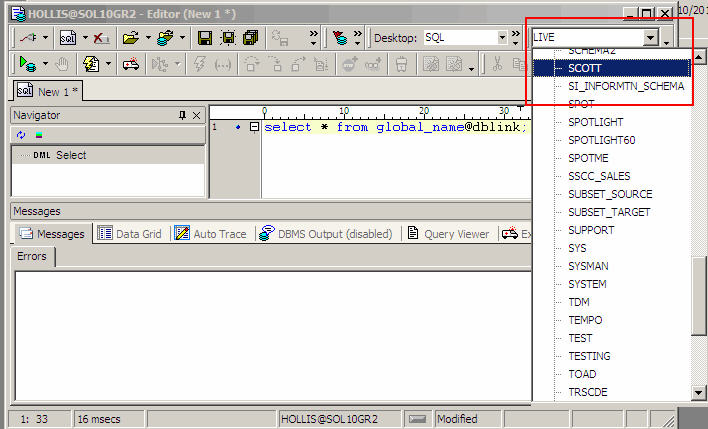 Query with dblink error: "ORA-02019: connection description for remote database not found ...